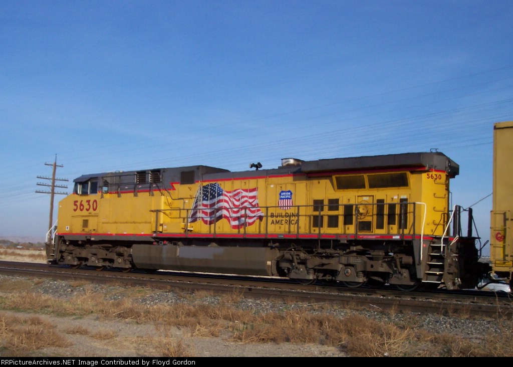 UP 5630 is DPU pushing on UP freight